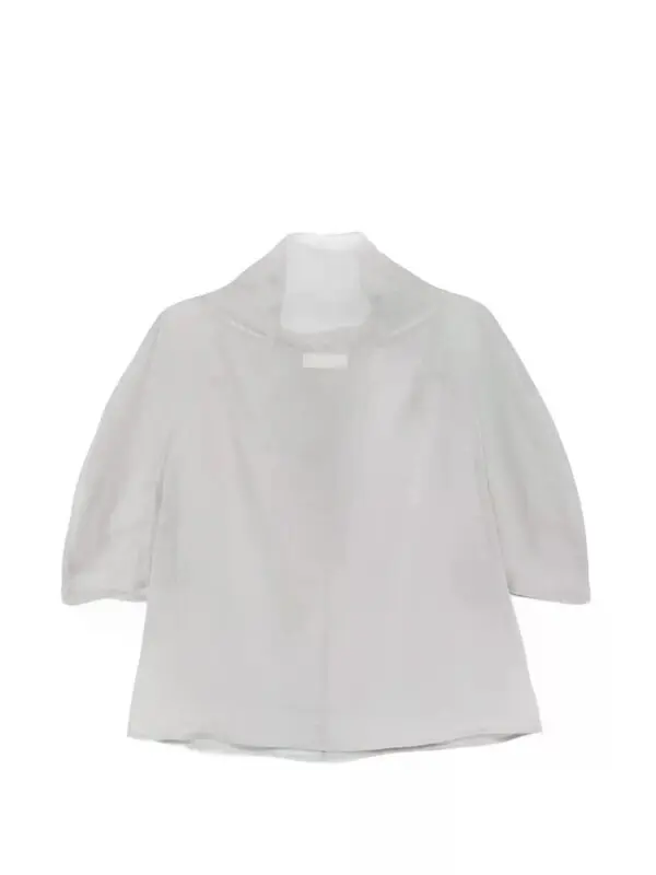 AMOMENTO Tie-fastening Sheer Blouse - Grey