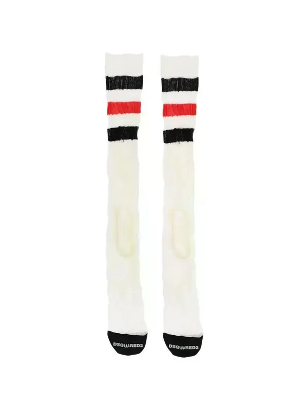 Dsquared2 Striped Ribbed Socks - White