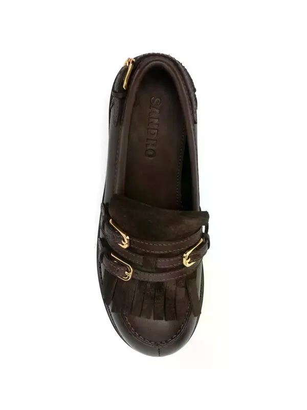 Sandro Buckle-detail Fringed Loafers