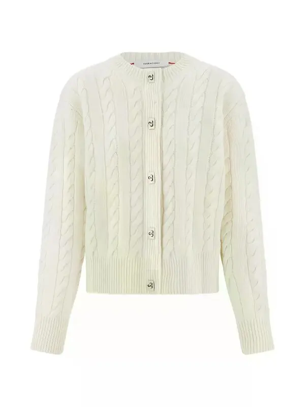 FERRAGAMO Cable-knit Cropped Cardigan - Neutrals