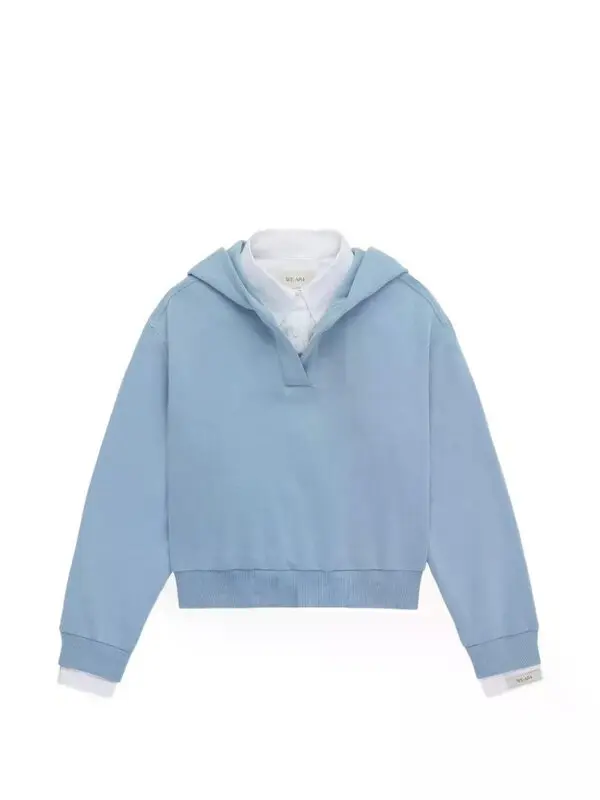 WE-AR4 Layered Hoodie With V-neck Collar