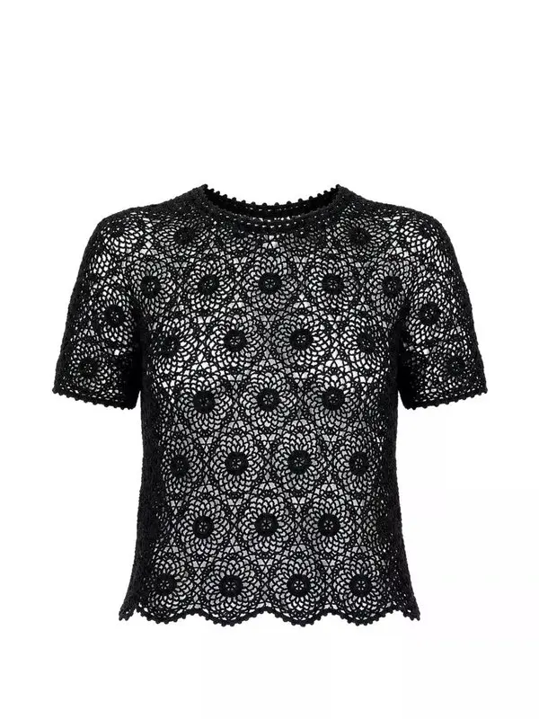 NILI LOTAN Elionne Crochet-knit Blouse
