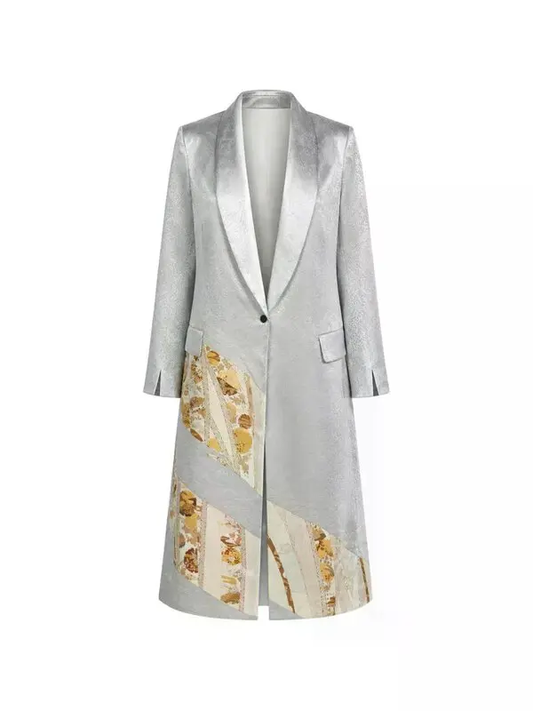 IBRIGU Patchwork Jacquard Overcoat