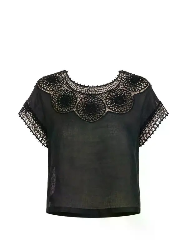 NILI LOTAN Caila Crochet Lace Blouse - Black