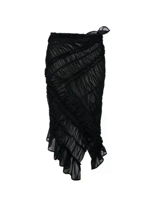 Magda Butrym Ruffled Ruched Midi Skirt