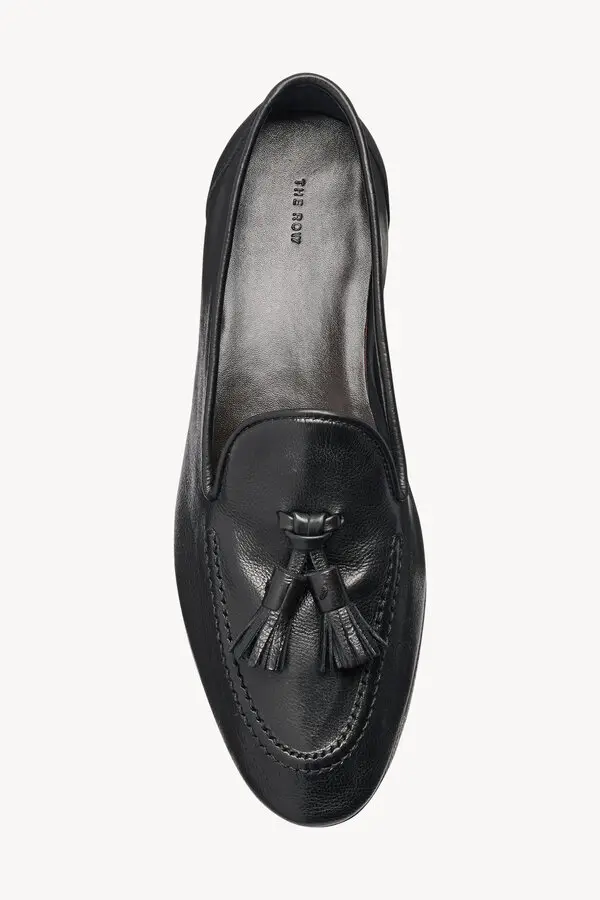 THE ROW Caden Loafer In Grained Calfskin Leather - Black