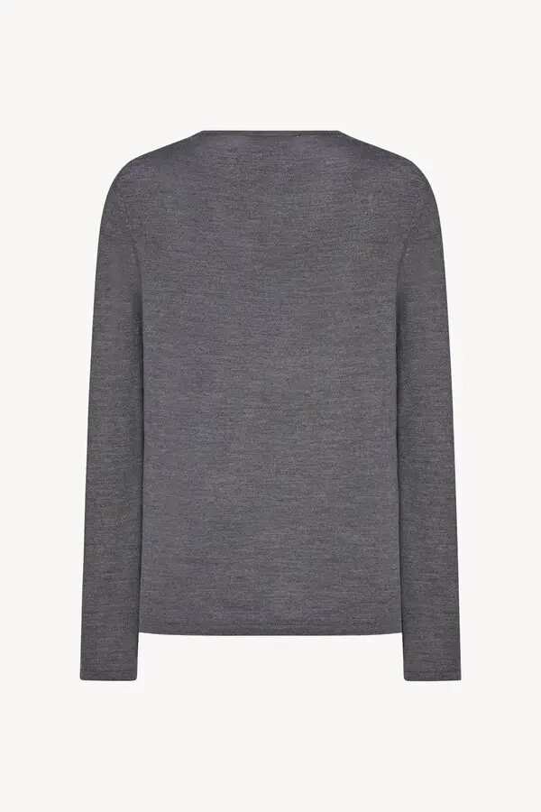 THE ROW Pleno Long Sleeve Sweater - Medium Grey Melange