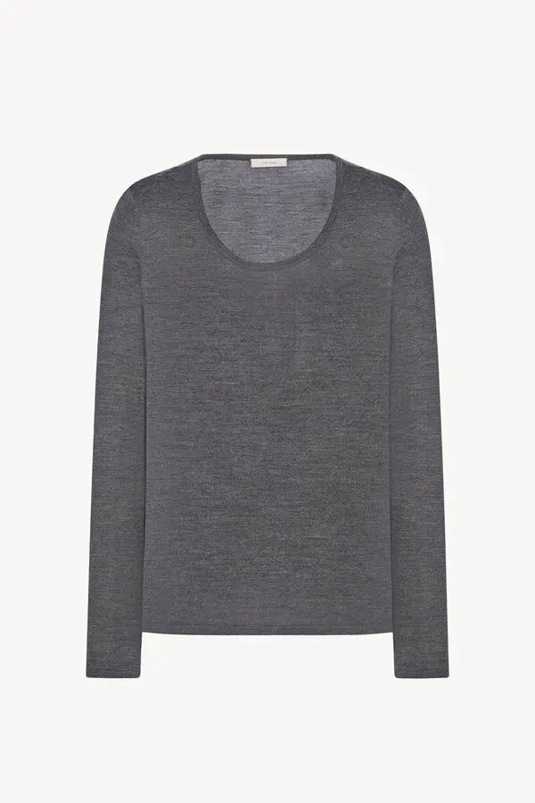 THE ROW Pleno Long Sleeve Sweater - Medium Grey Melange