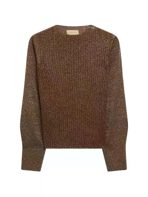 Momoni Ribbed Lurex Sweater - Brown