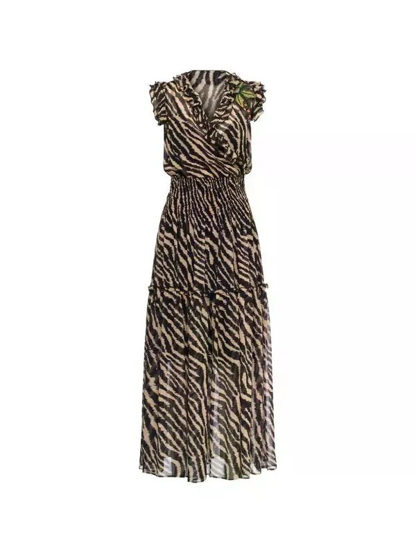 MAISON COMMON Ruffled Zebra-print Silk Maxi Dress