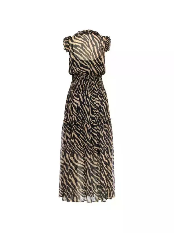 MAISON COMMON Ruffled Zebra-print Silk Maxi Dress