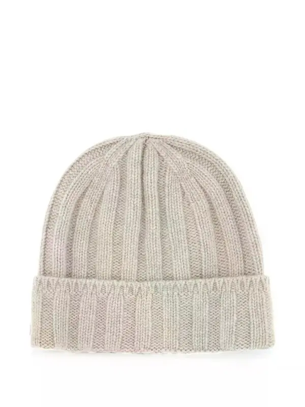 VANISE Chalk Ribbed-knit Beanie Hat