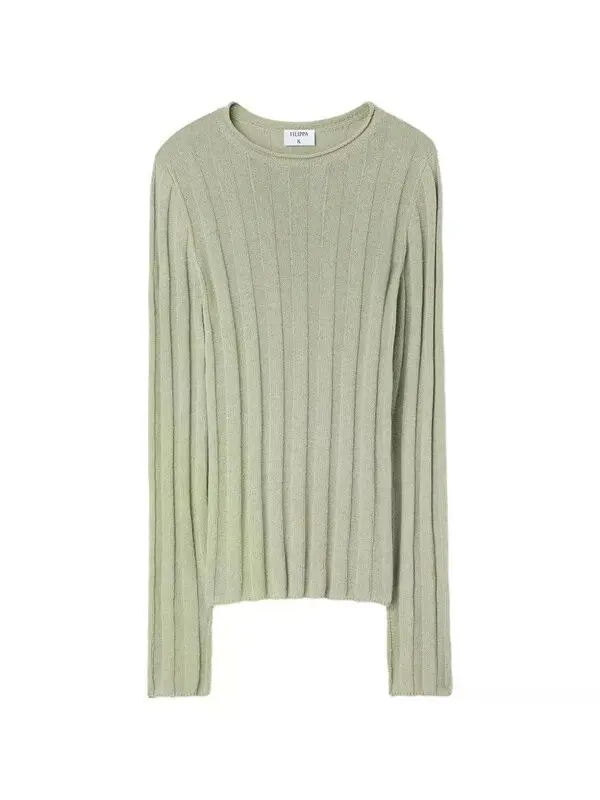 Filippa K Ribbed Knit Crew Neck Sweater - Green