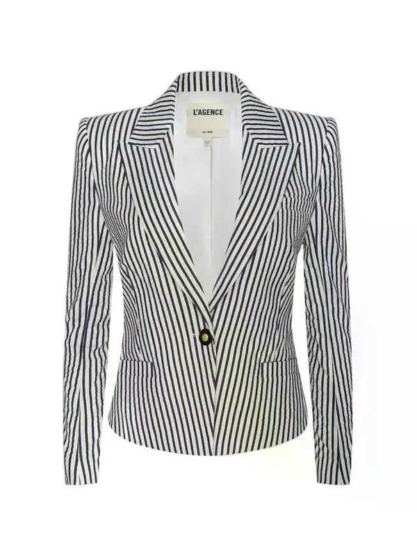 L'Agence Striped Peak Lapel Blazer - White