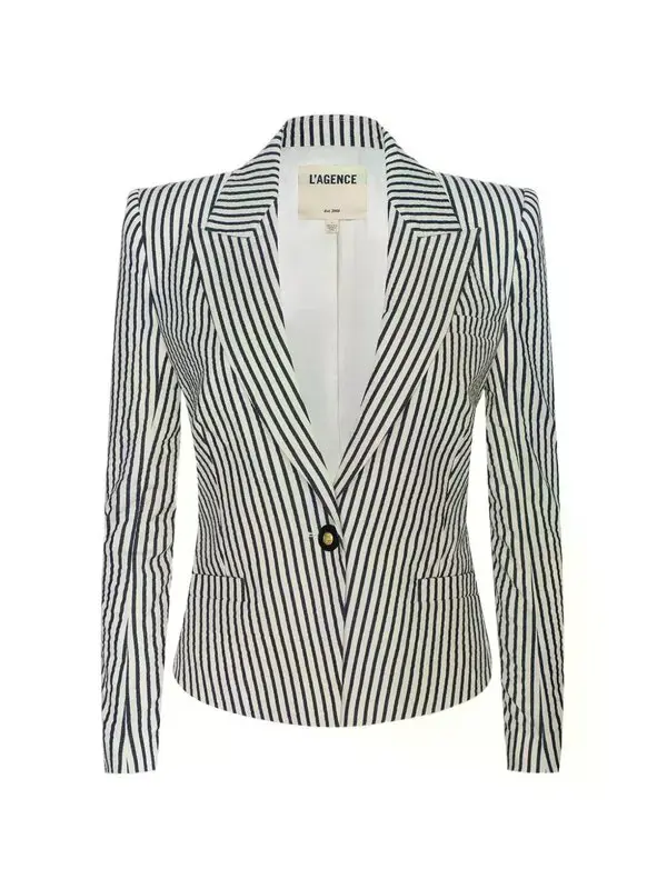 L'Agence Striped Peak Lapel Blazer - White