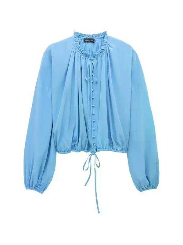 JACOB LEE Ruffled Neck Button-front Blouse