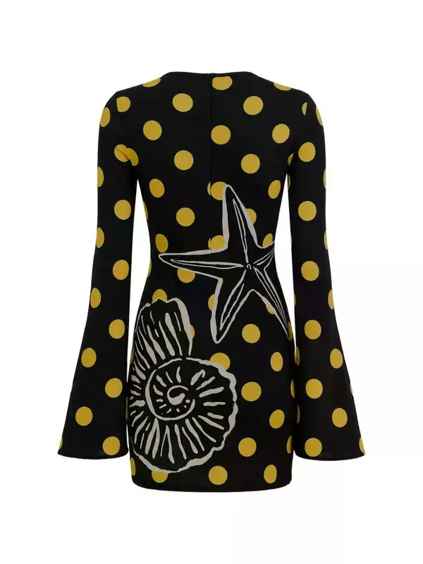 CALA DE LA CRUZ Maisha Polka-dot Starfish-print Mini Dress