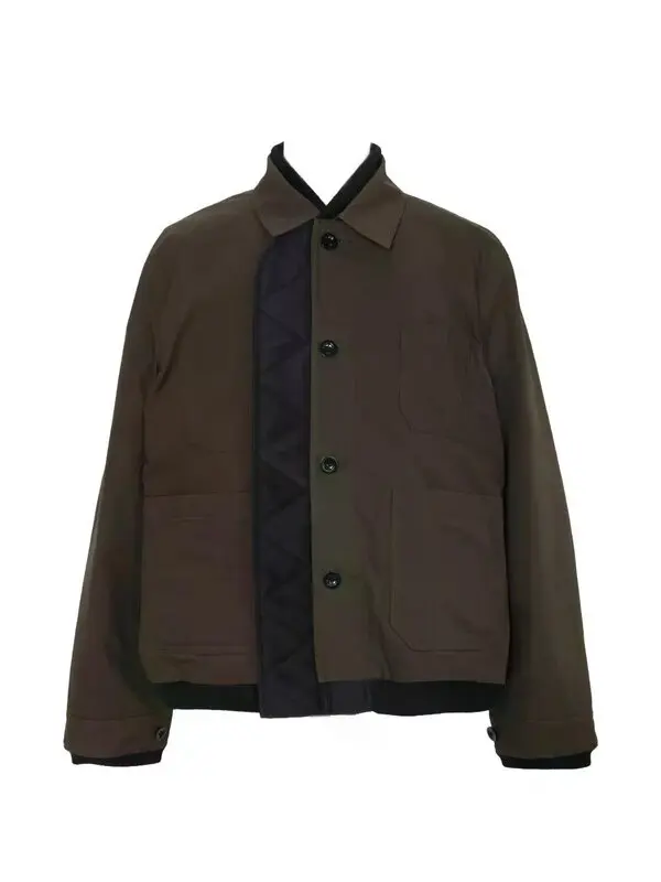Sacai Quilted-panel Button-up Jacket - Brown