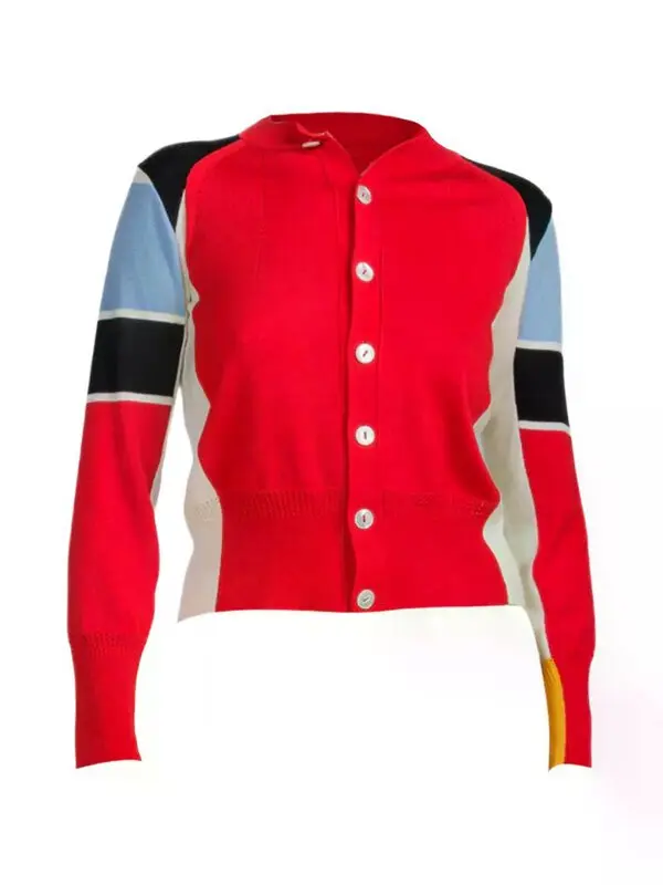 SHIRO SAKAI Colour-block Crew-neck Cardigan