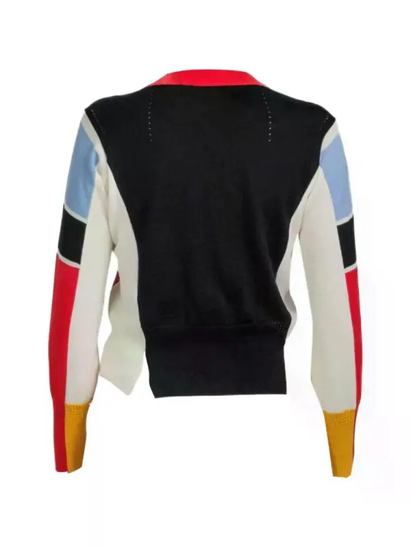 SHIRO SAKAI Colour-block Crew-neck Cardigan