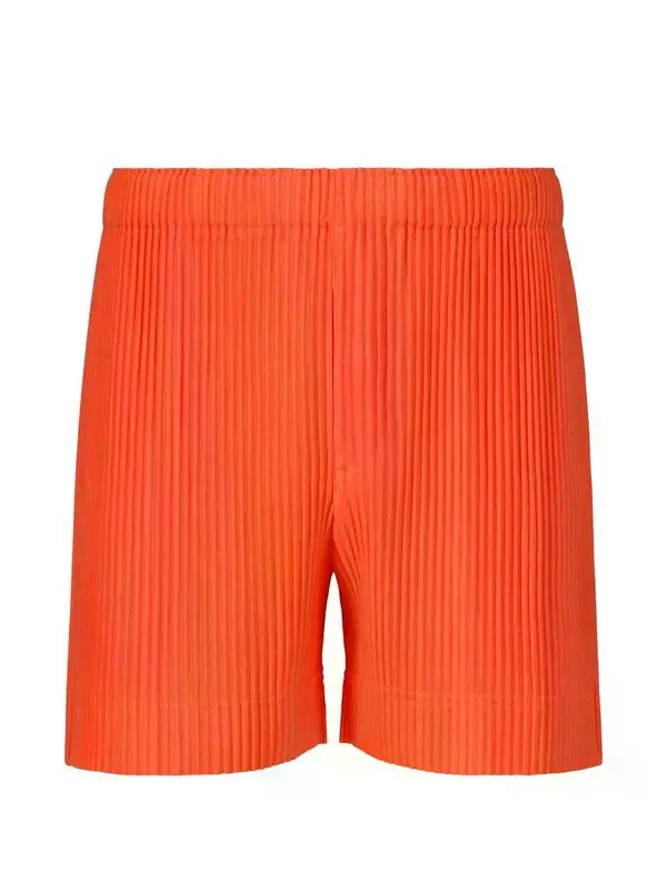 Issey Miyake Colorful Pleats Pleated Elasticated Bermuda Shorts - Orange