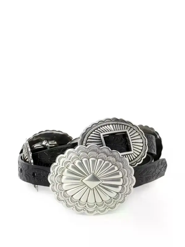 The Great. X Stetson Embossed Concho Belt - Black