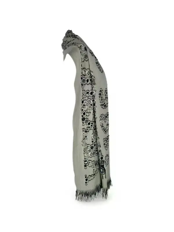Alexander McQueen Printed Fringed Wool Scarf