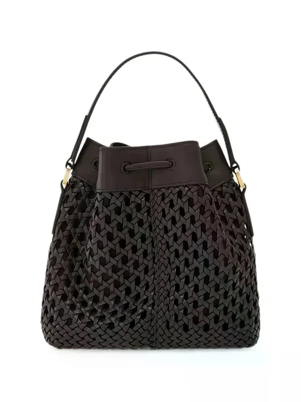 FERRAGAMO Woven Leather Mini Bucket Bag