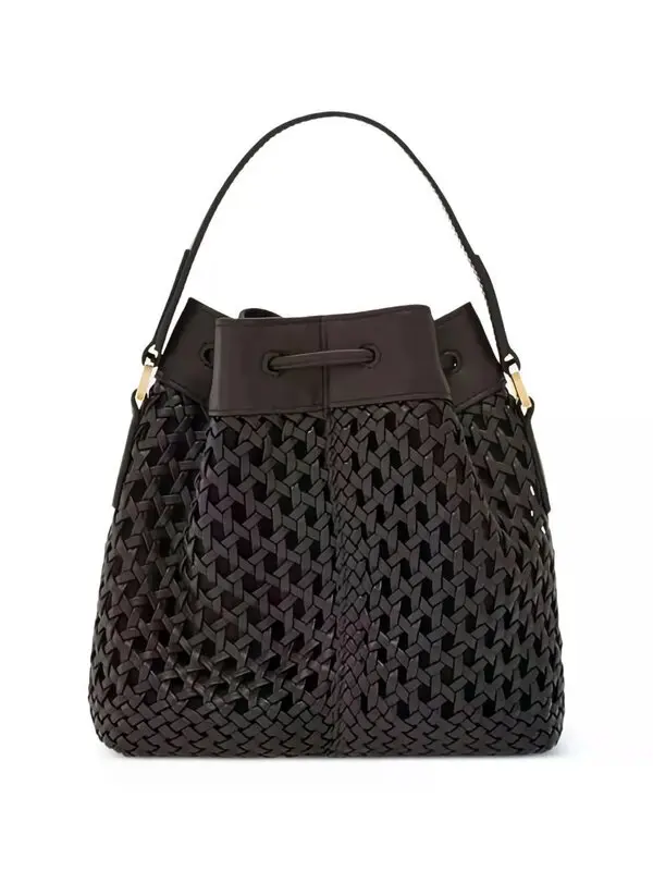 FERRAGAMO Woven Leather Mini Bucket Bag