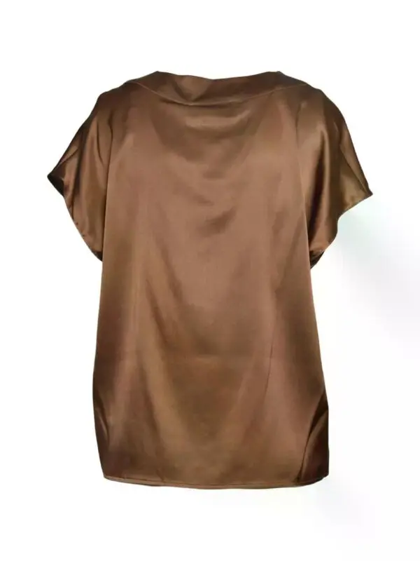 SOLOTRE Satin-finish V-neck Blouse