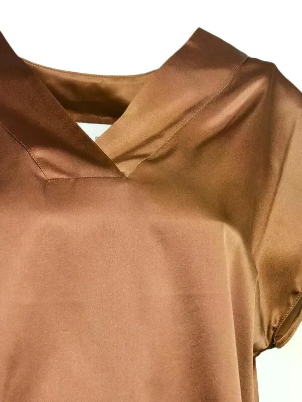 SOLOTRE Satin-finish V-neck Blouse