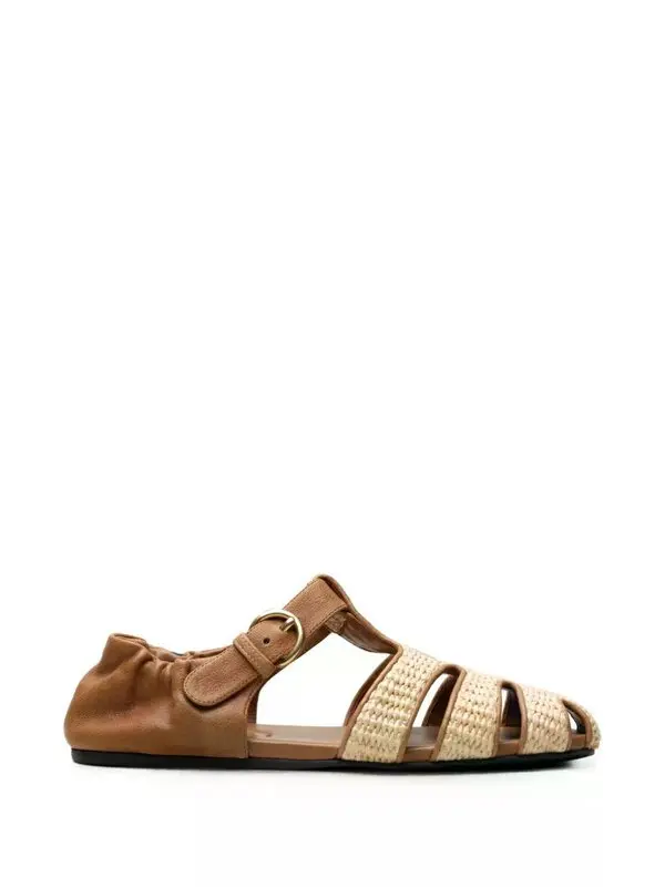 Miu Miu Woven-panel Buckle-fastening Sandals - Brown