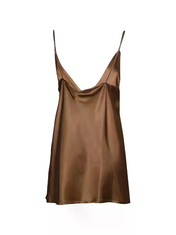 SOLOTRE Satin-finish V-neck Camisole Top - Brown