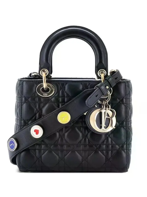 Dior My Lady Bag Cannage Quilt Lambskin Satchel - Black