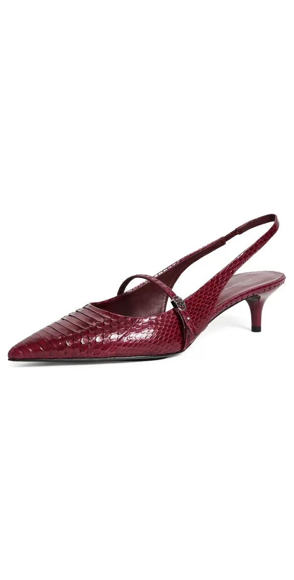 Tory Burch Double T Buckle Mary Jane Pumps - Dark Raspberry