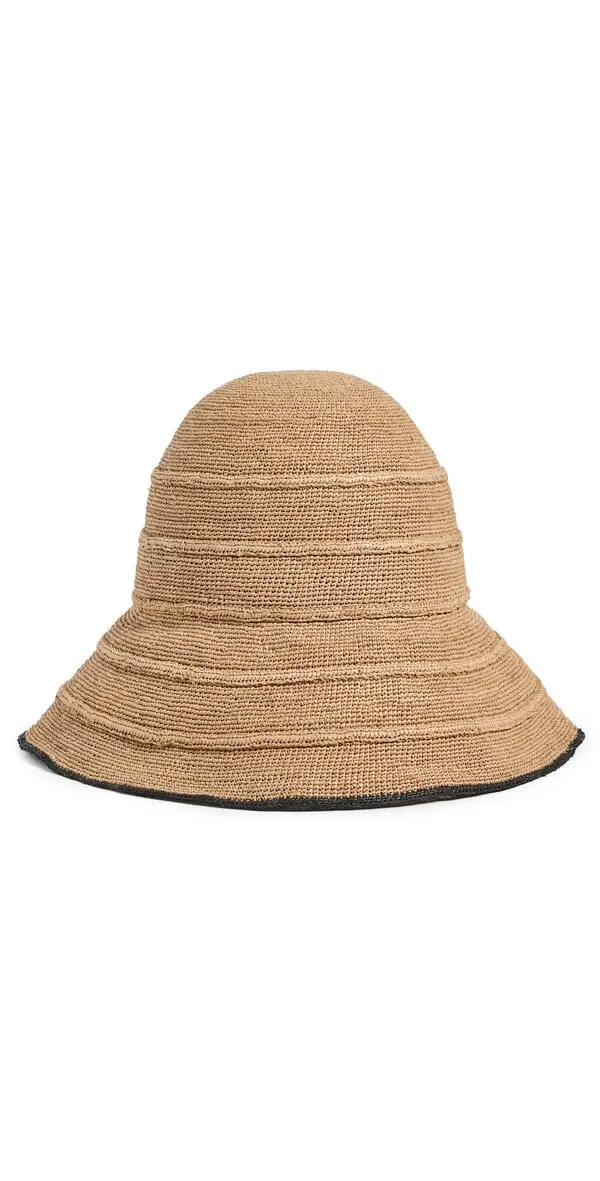 Janessa Leoné Teagan Raffia Hat - Sand/black