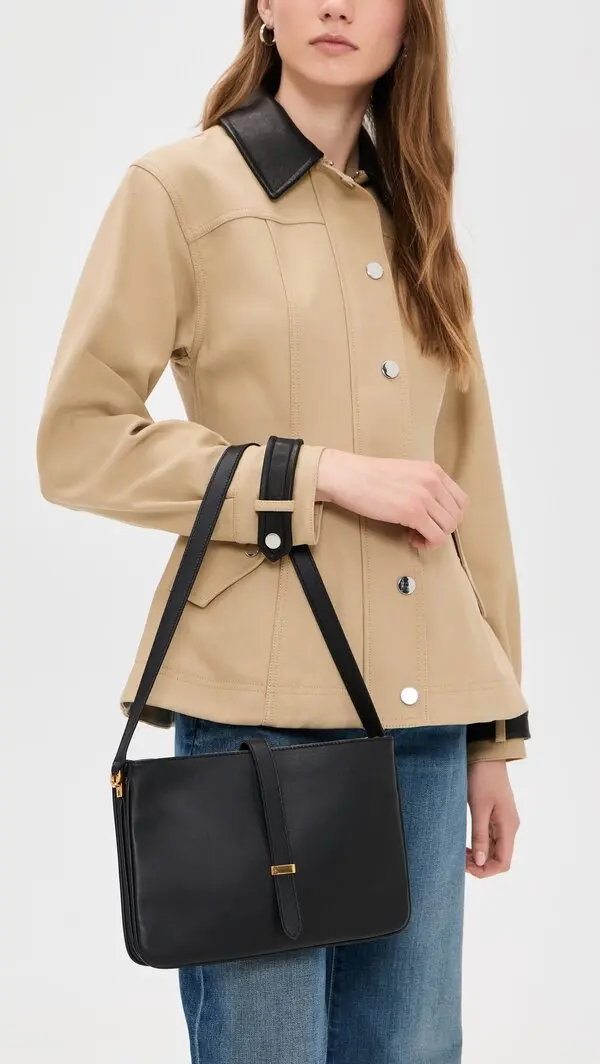 NILI LOTAN Jane Shoulder Bag In Cowhide - Black
