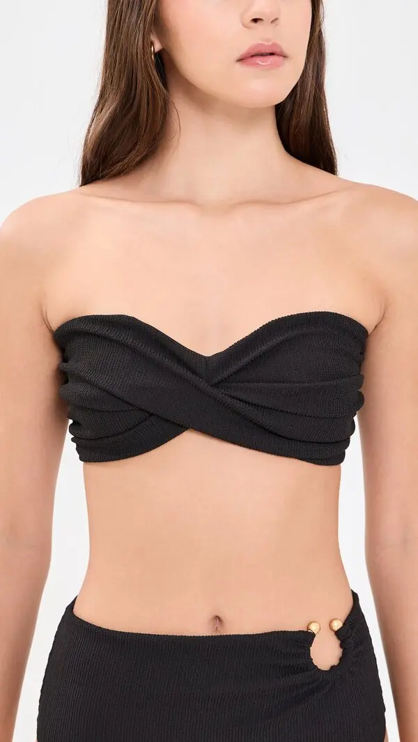 Johanna Ortiz Strapless Crinkle Bikini Top