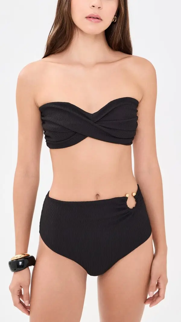 Johanna Ortiz Strapless Crinkle Bikini Top