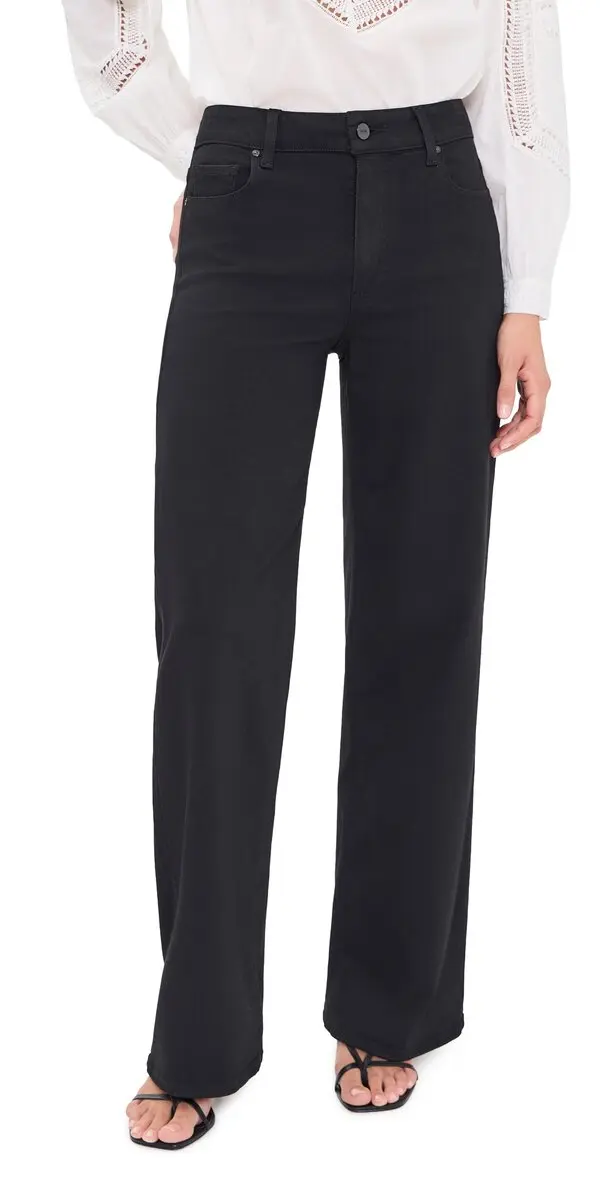 Paige Anessa Wide Leg Jeans - Black Shadow