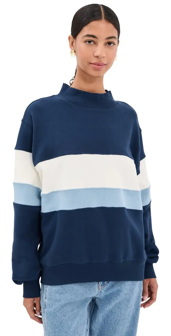PARKE Striped Mock Neck Sweatshirt