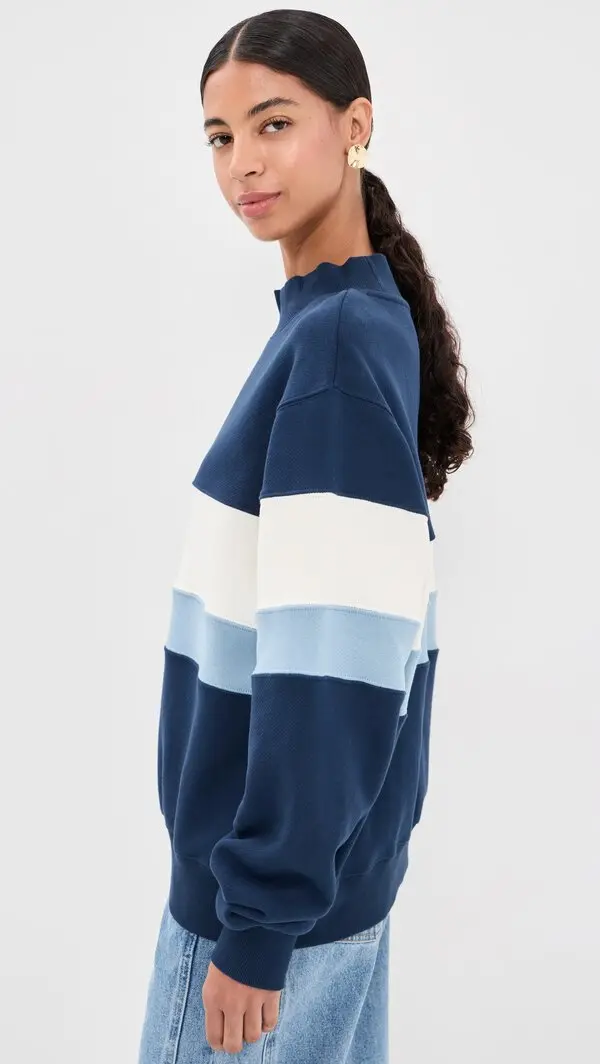 PARKE Striped Mock Neck Sweatshirt