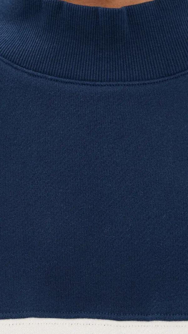 PARKE Striped Mock Neck Sweatshirt