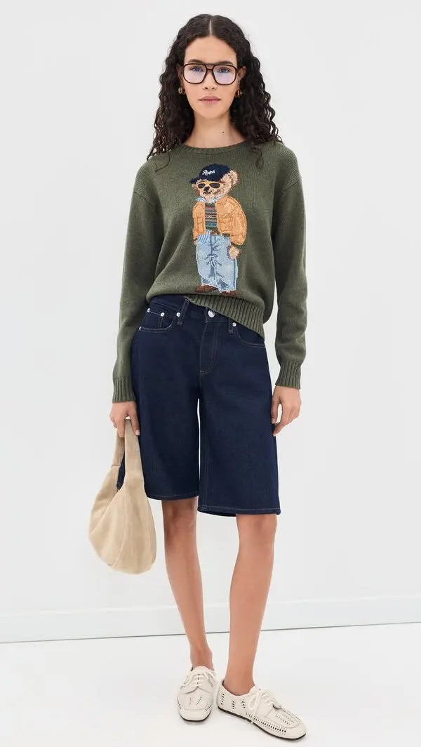 Polo Ralph Lauren Cotton Bear Long Sleeve Crew Neck Pullover