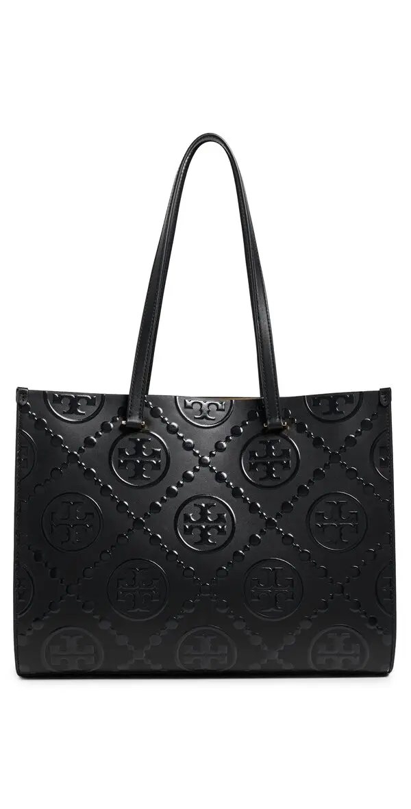 Tory Burch T Monogram Embossed Tote Bag - Black