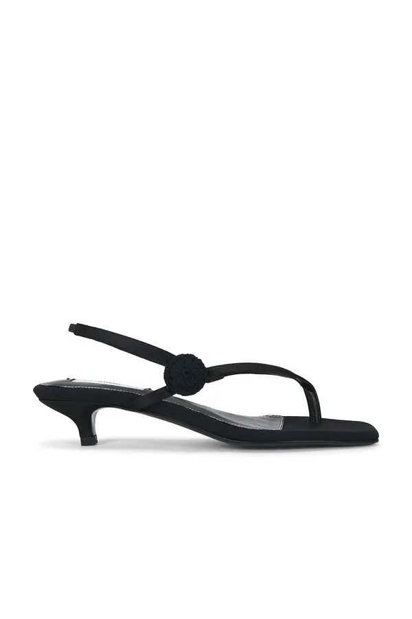 TOTEME Slingback Satin Heeled Flip Flop - Black