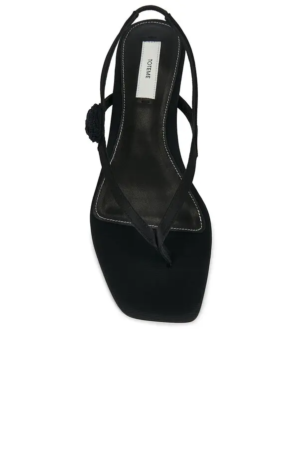TOTEME Slingback Satin Heeled Flip Flop - Black