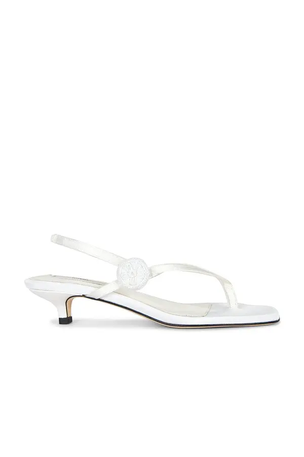 TOTEME Slingback Satin Heeled Flip Flop - Ecru