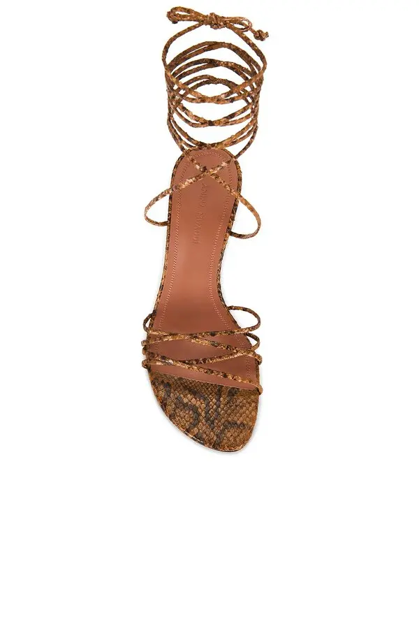 Amina Muaddi Lori 95 Lace Up Sandal In Brown