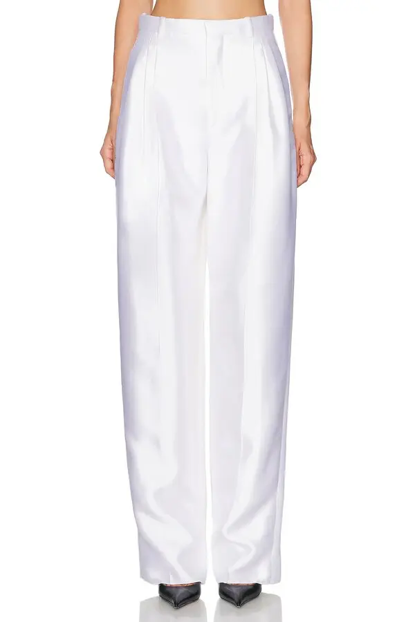 Bottega Veneta Satin Wide-leg Trousers - Chalk